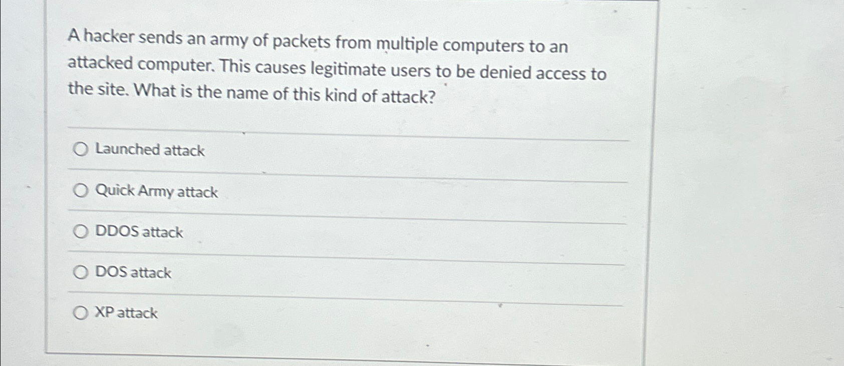 Solved A hacker sends an army of packets from multiple | Chegg.com