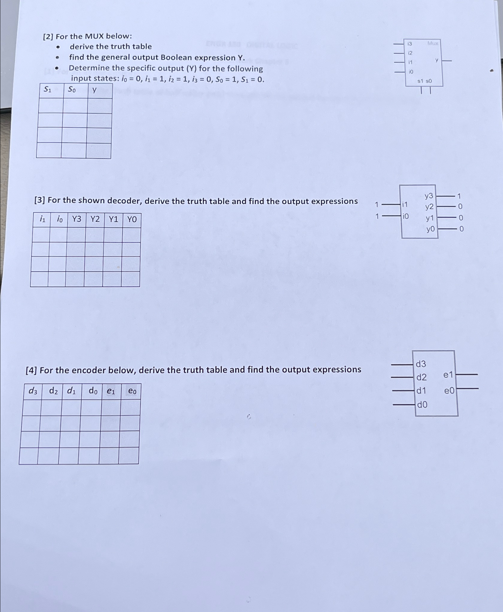 Solved [2] ﻿For the MUX below:derive the truth tablefind the | Chegg.com