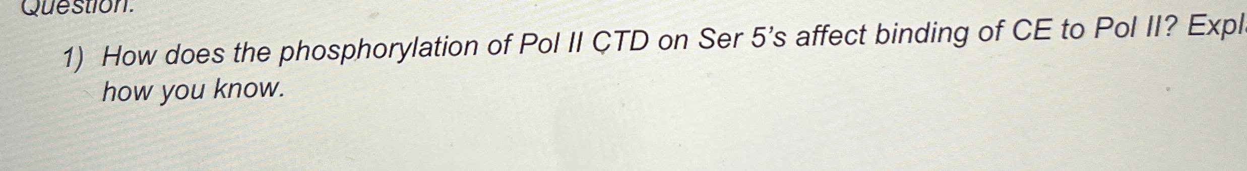 Solved How does the phosphorylation of Pol II CTD on Ser 5's | Chegg.com