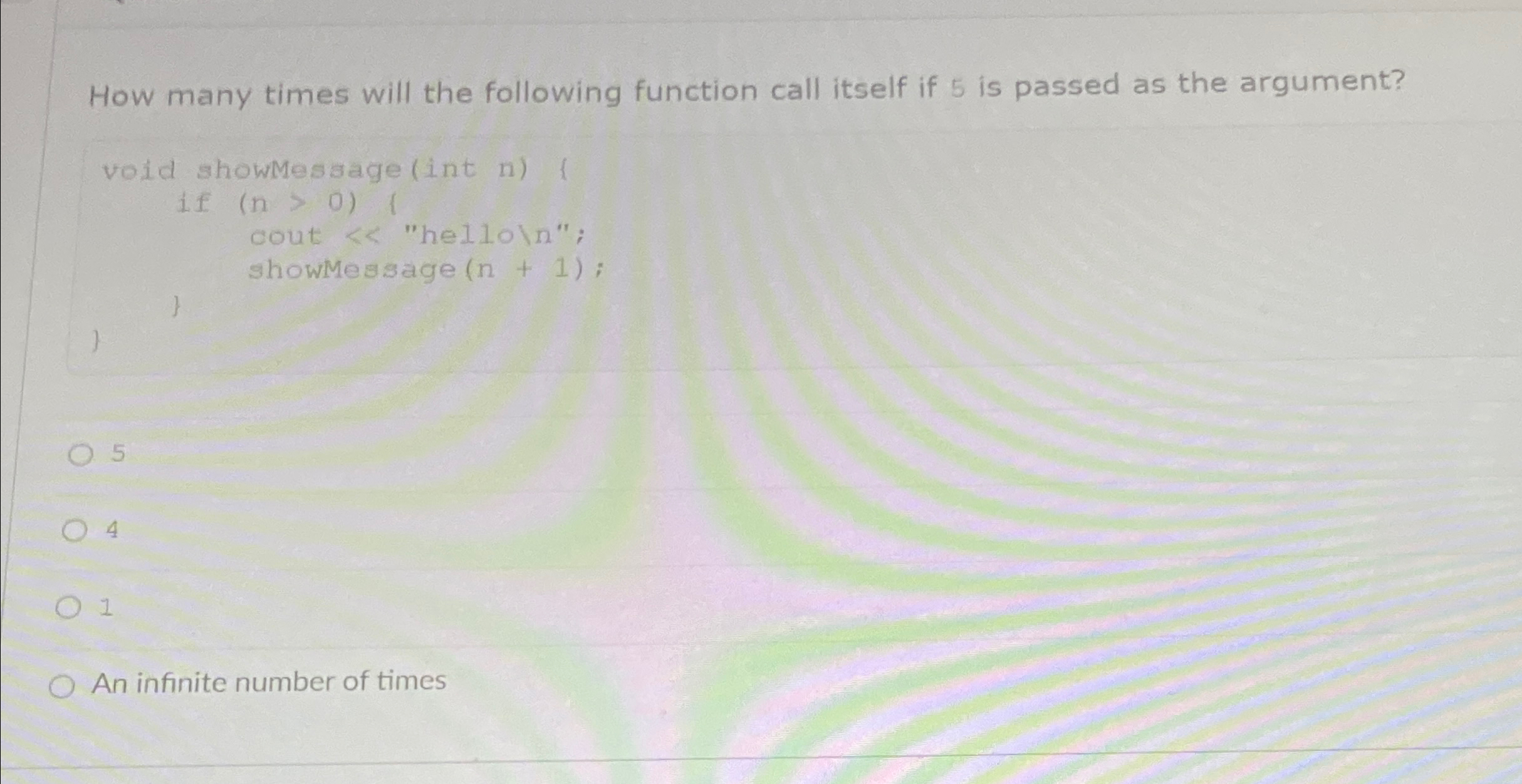Solved How many times will the following function call | Chegg.com