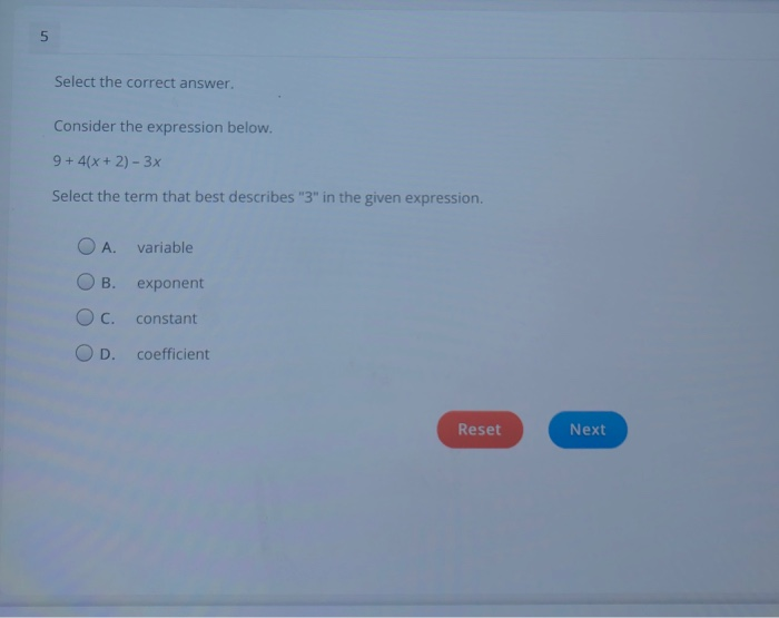 Solved 5 Select the correct answer. Consider the expression | Chegg.com