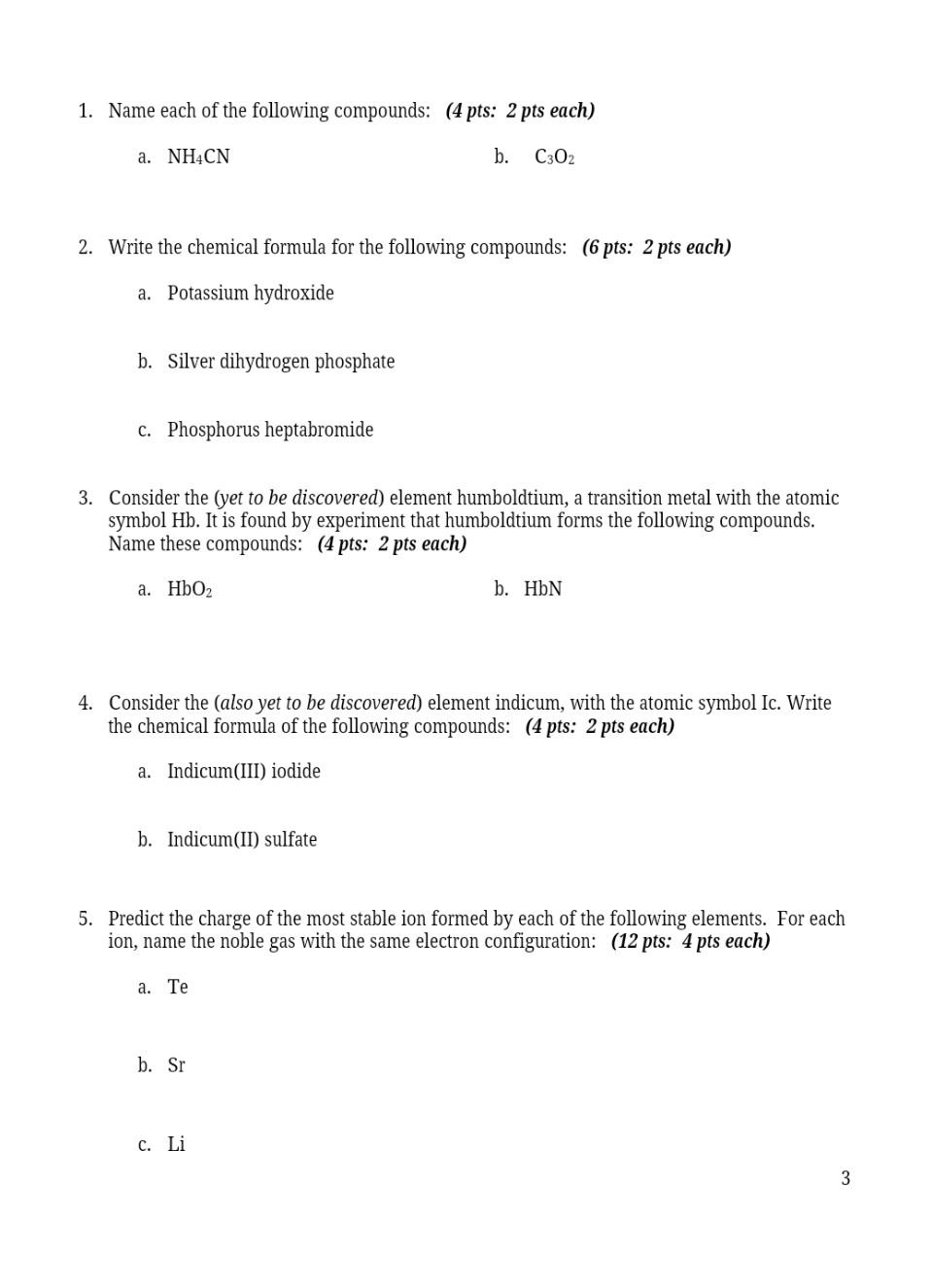 Solved 1. Name each of the following compounds: (4 pts: 2 | Chegg.com