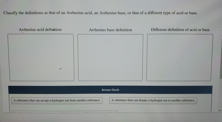 Solved Classify the definitions as that of an Arrhenius | Chegg.com