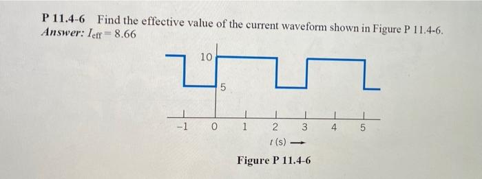 Solved P 11.4-6 Find the effective value of the current | Chegg.com