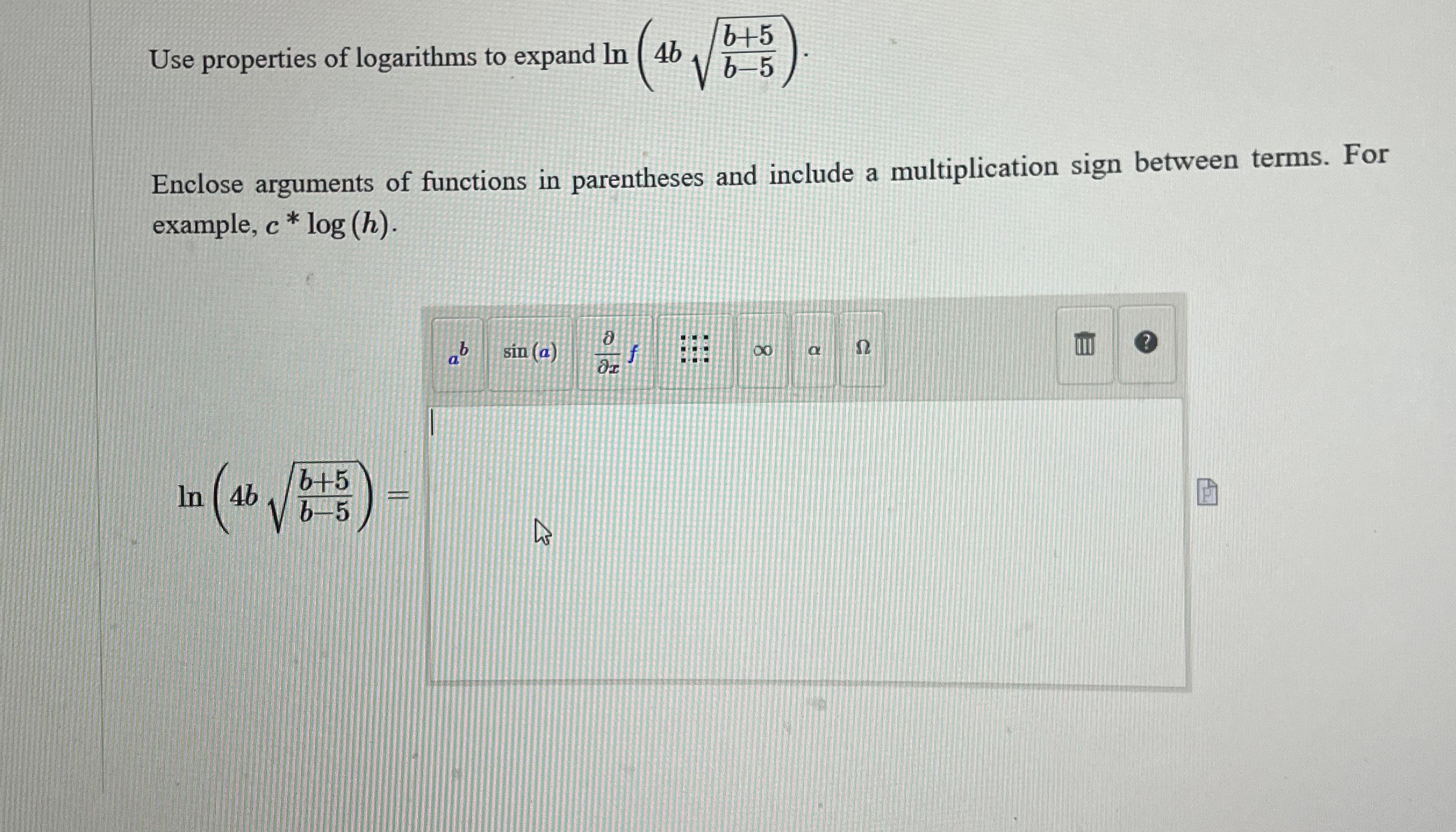 Solved Use properties of logarithms to expand | Chegg.com