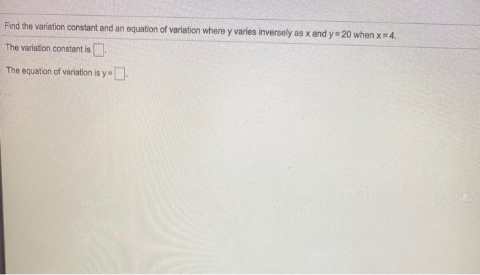Solved Find the variation constant and an equation of | Chegg.com