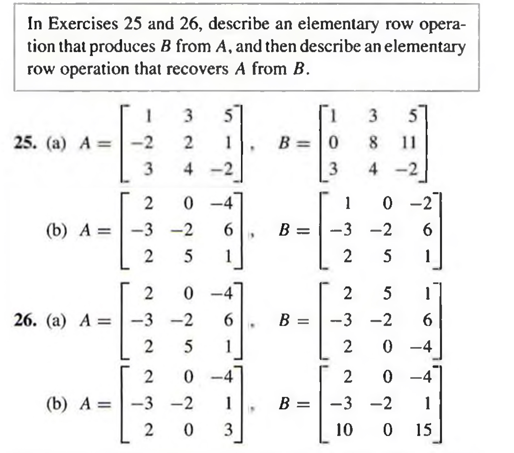 Solved In Exercises 25 ﻿and 26, ﻿describe an elementary row | Chegg.com