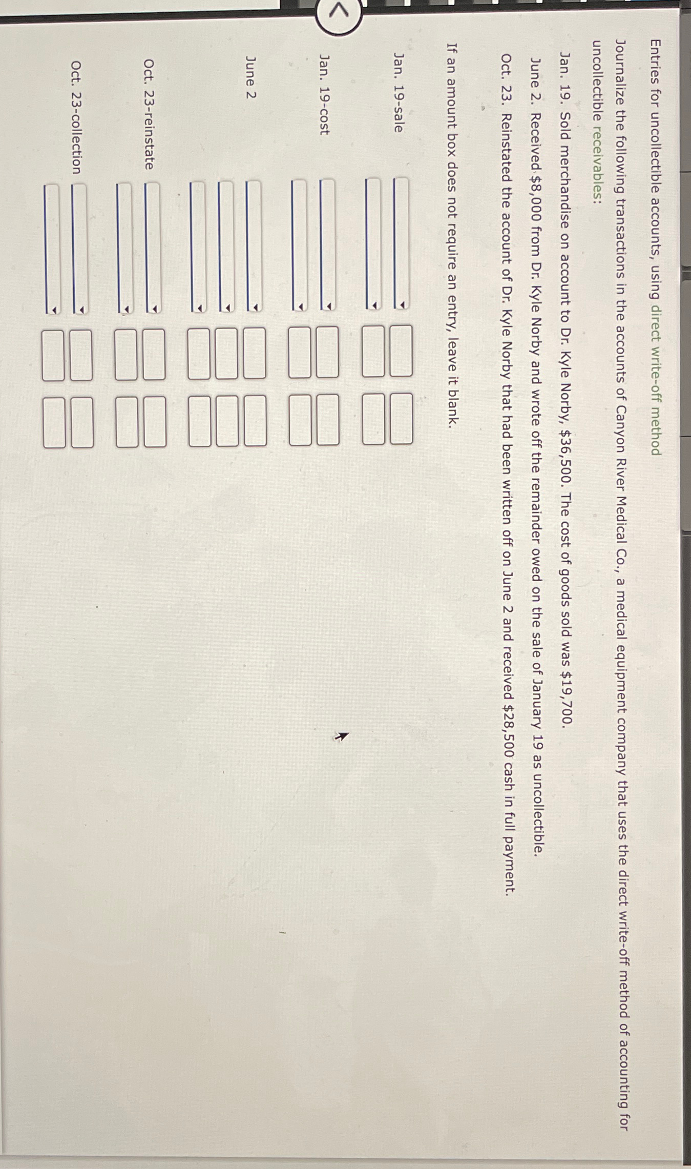 Solved Entries for uncollectible accounts, using direct | Chegg.com