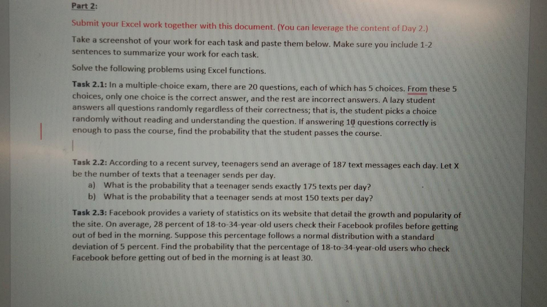 Solved Submit your Excel work together with this document. | Chegg.com
