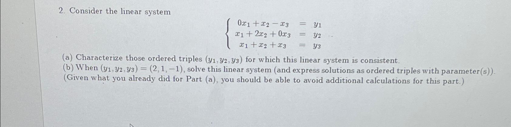 Solved Consider the linear | Chegg.com