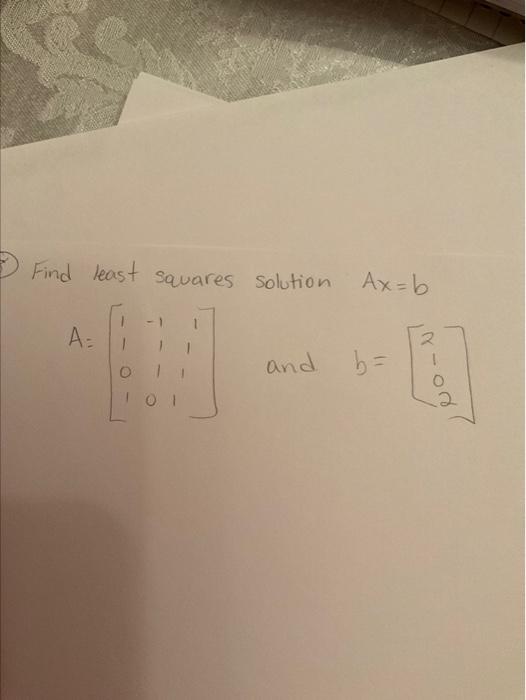 Solved Find least squares solution Ax=b A=⎣⎡1101−11101111⎦⎤ | Chegg.com