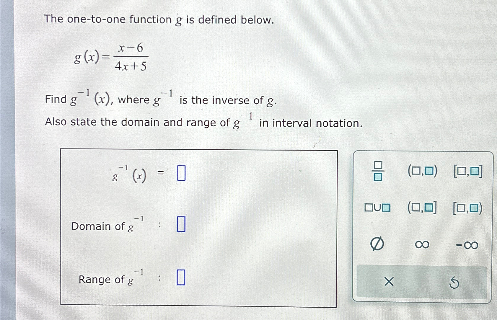 Solved The one-to-one function g ﻿is defined | Chegg.com