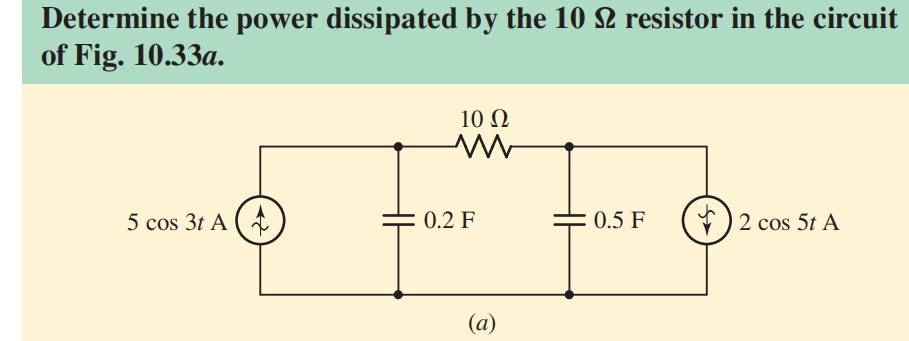 [Solved]: Determine the power dissipated by the 10 Omega re