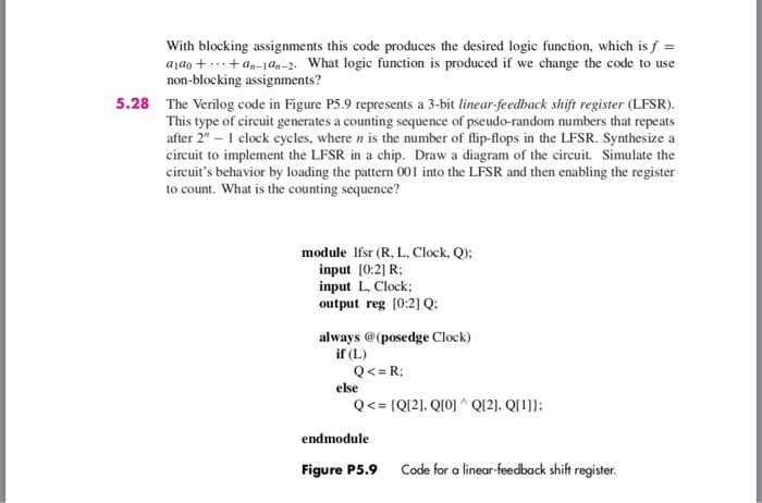 Solved With blocking assignments this code produces the | Chegg.com