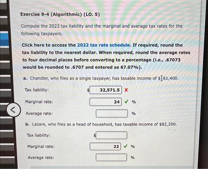 Solved Exercise 9-4 (Algorithmic) (LO. 5) Compute the 2022 | Chegg.com