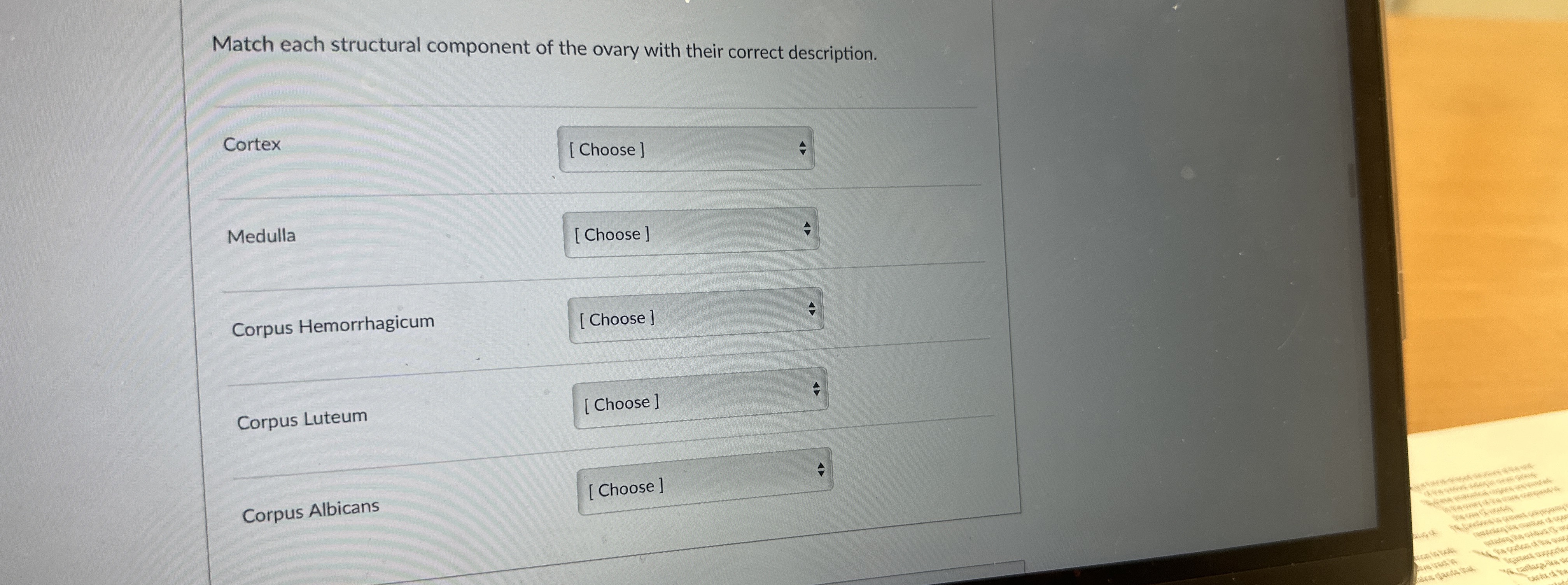 Solved Match each structural component of the ovary with | Chegg.com