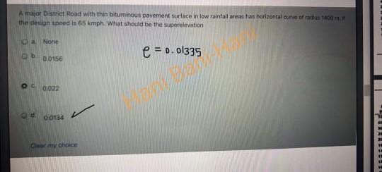 Solved A major District Road with thin bituminous pavement | Chegg.com