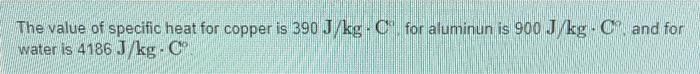Solved The value of specific heat for copper is 390 J/kg⋅Ci, | Chegg.com