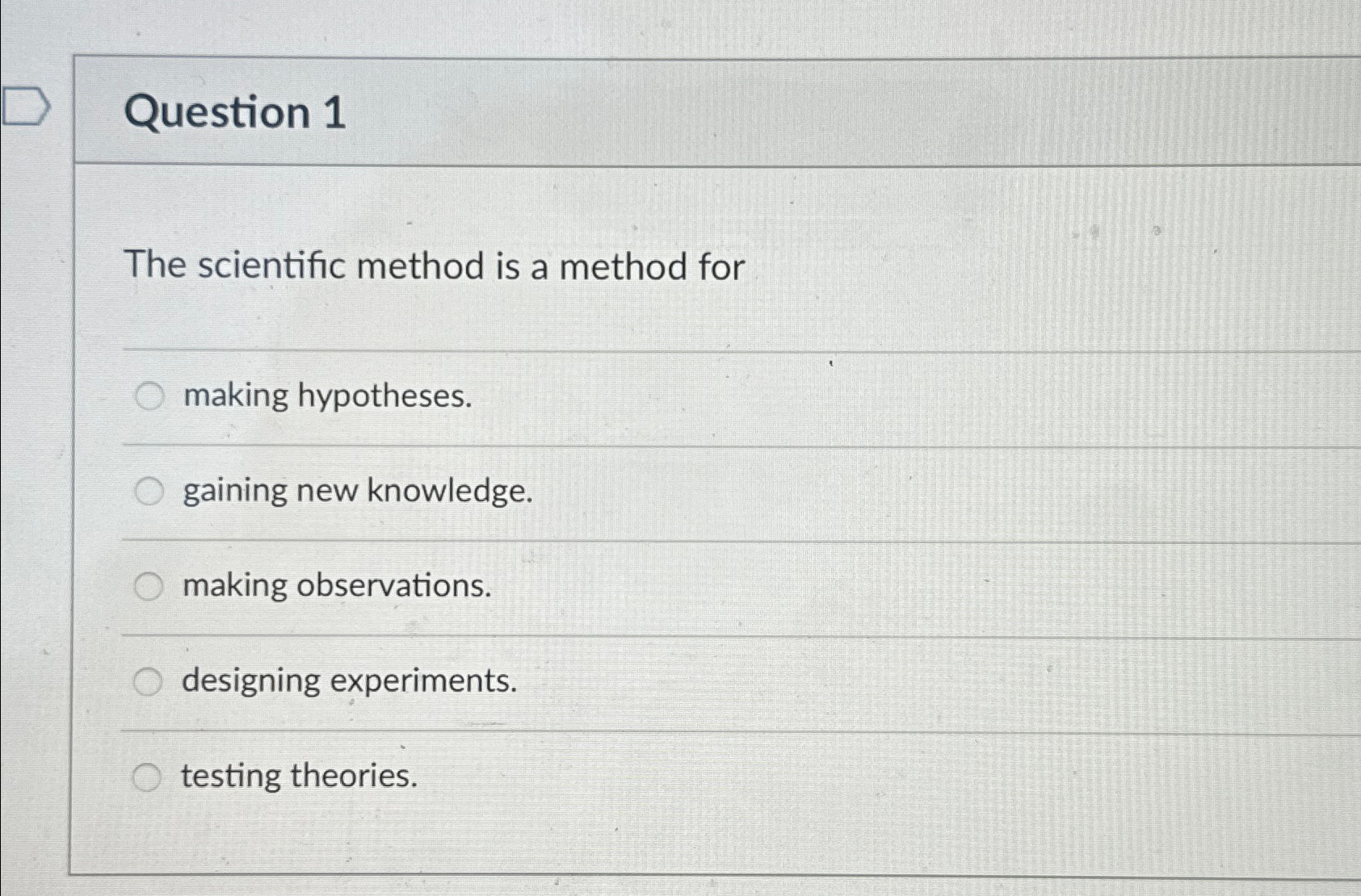 Solved Question 1The scientific method is a method formaking | Chegg.com