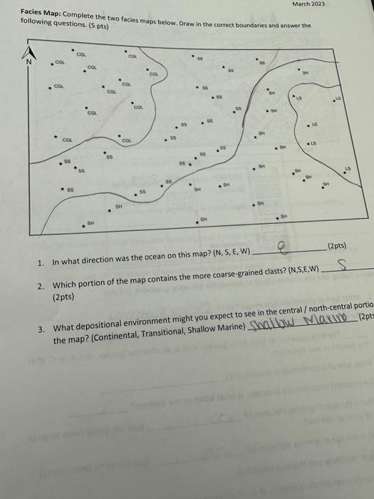 Facies Map: Complete the two facies maps below, Draw | Chegg.com