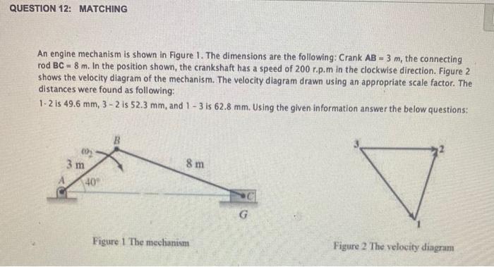 Solved QUESTION 12: MATCHING An engine mechanism is shown in | Chegg.com