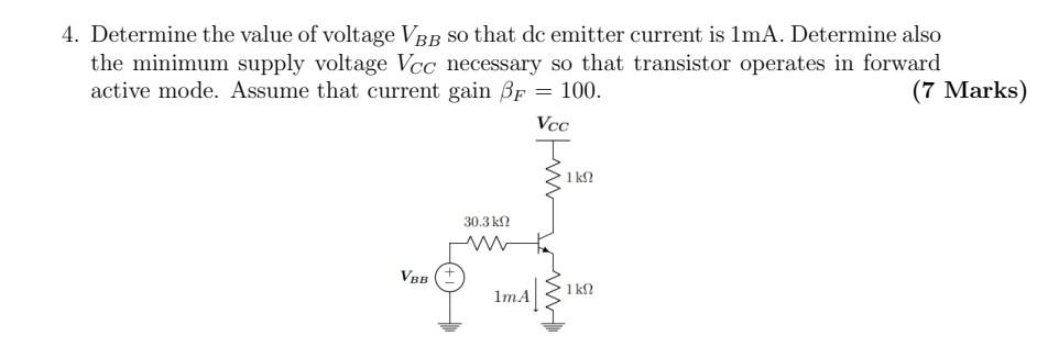 Solved 4. Determine the value of voltage VBB so that dc | Chegg.com