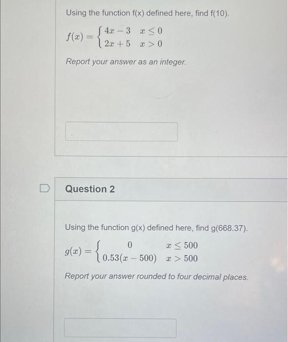 Solved Using the function f(x) defined here, find f(10). 42 | Chegg.com