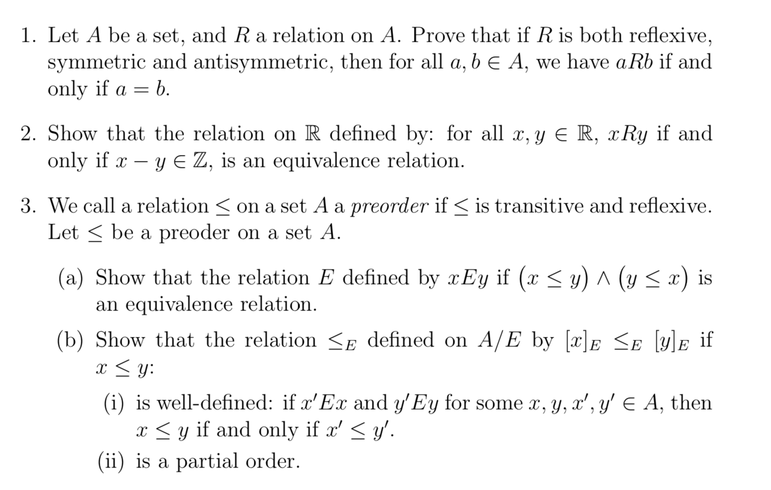 Solved Let A ﻿be a set, and R ﻿a relation on A. ﻿Prove that | Chegg.com