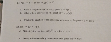 Solved Let f(x)=4-3x ﻿and let g(x)=2xLet h(x)=(g*f)(x) ﻿d. | Chegg.com