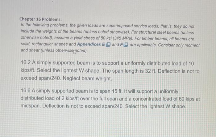 Solved Chapter 16 Problems: In the following problems, the | Chegg.com