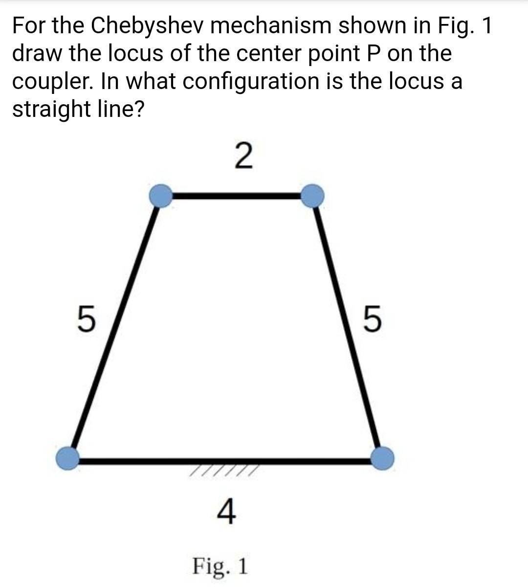 Solved For the Chebyshev mechanism shown in Fig. 1 draw the | Chegg.com