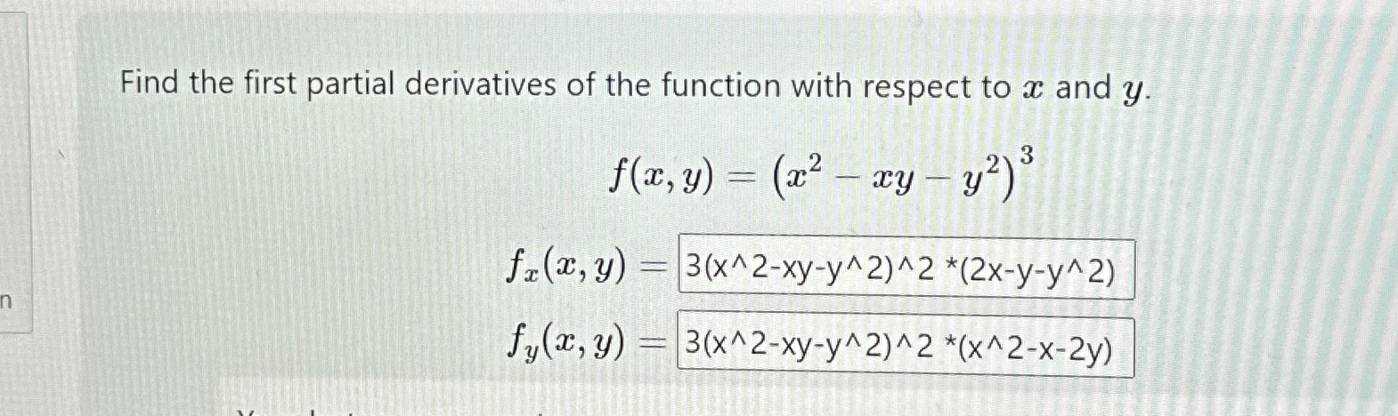 Solved Find the first partial derivatives of the function | Chegg.com