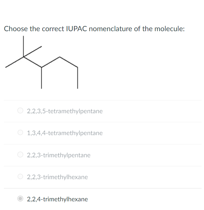 Choose the correct IUPAC nomenclature of the | Chegg.com