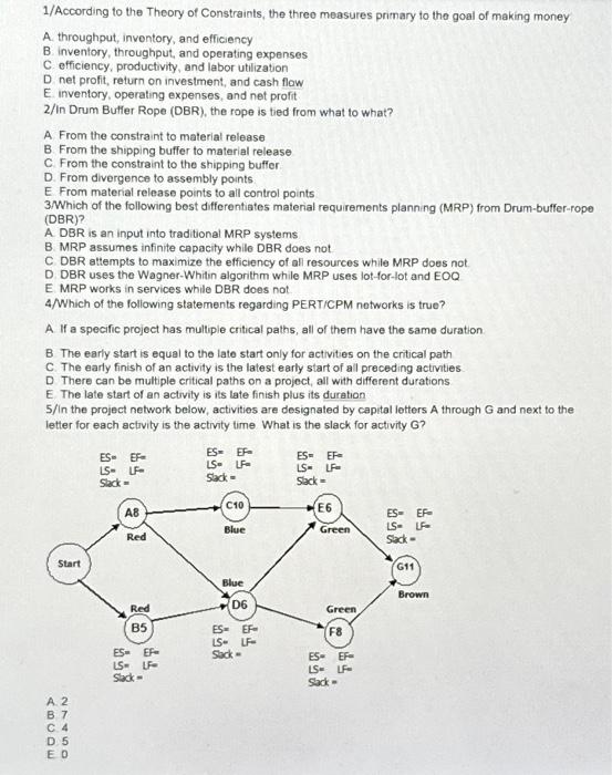 Solved 1/According to the Theory of Constraints, the three | Chegg.com