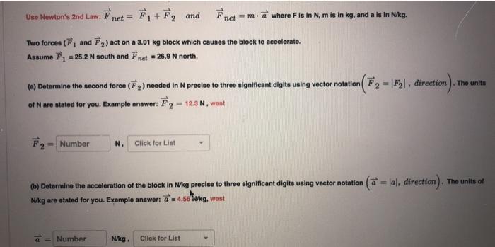 Solved Use Newton's 2nd Low: Fnet = F1+F2 and Fnet = m. | Chegg.com Solved Use Newton's 2nd Low: Fnet = F1+F2 and Fnet = m. | Chegg.com