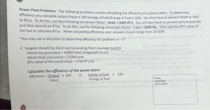 Solved Power Plant Problems: The following problems involve | Chegg.com