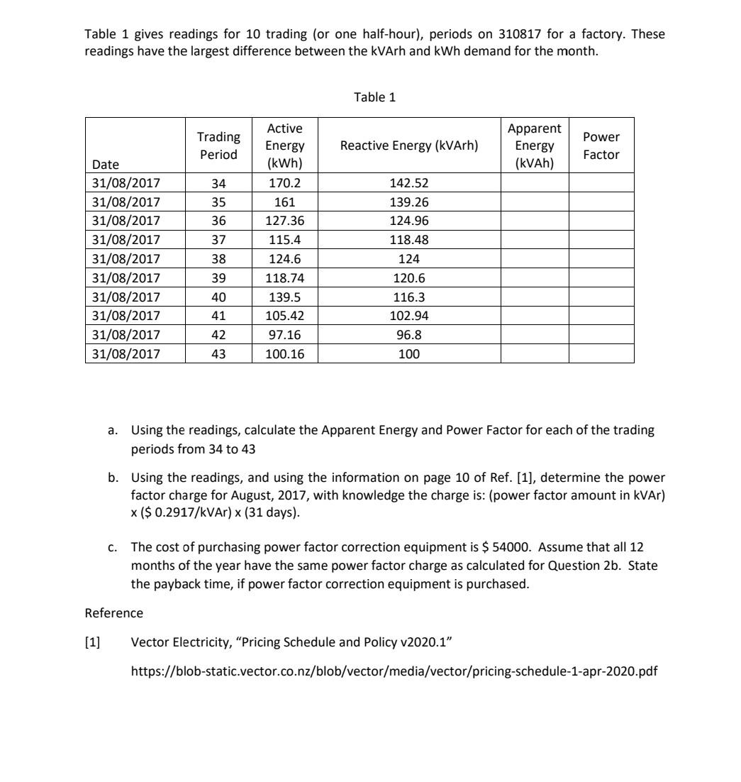 Solved Table 1 gives readings for 10 trading (or one | Chegg.com