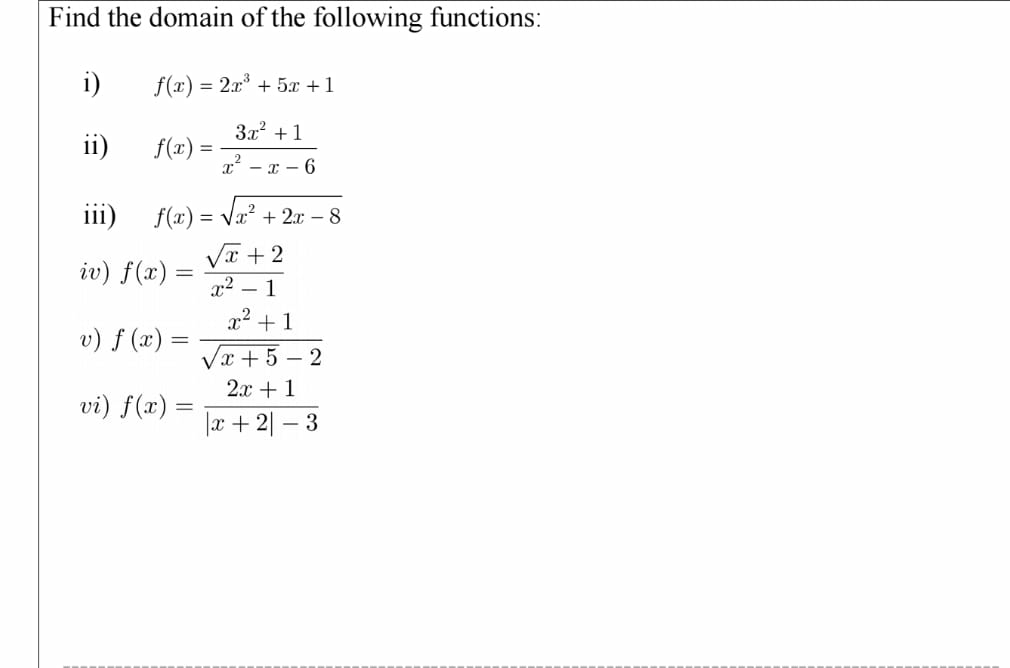 Find the domain of the following | Chegg.com