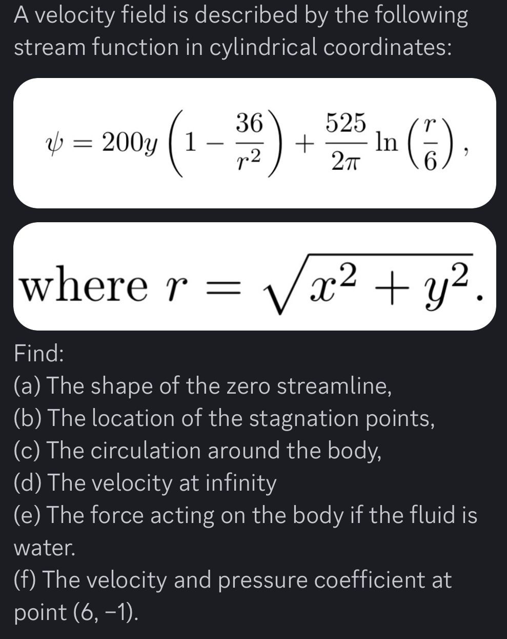 Solved A velocity field is described by the following stream | Chegg.com