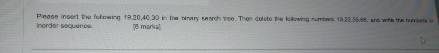Solved Please insert the following 19,20,40,30 in the binary | Chegg.com