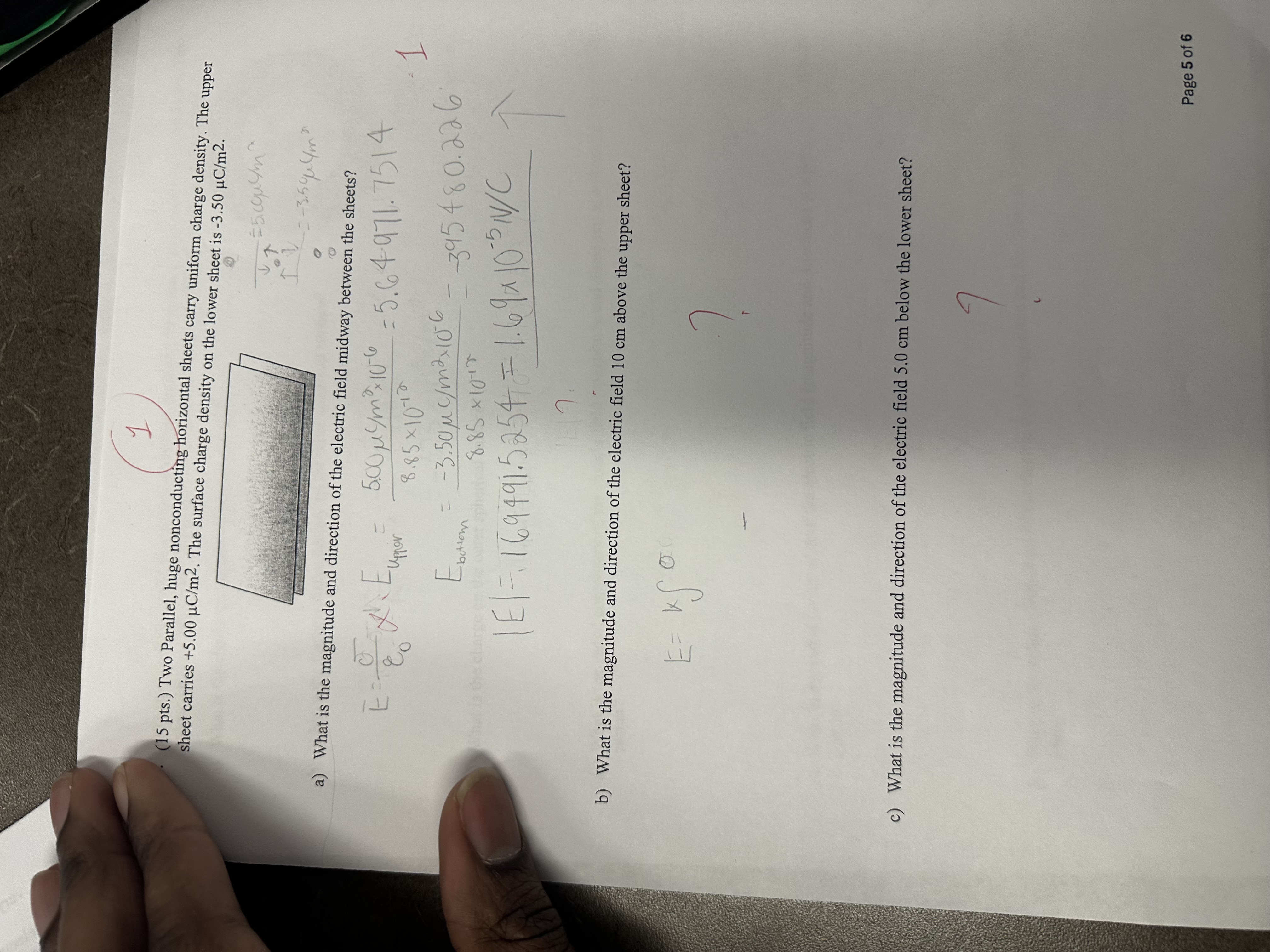 Solved Two Parallel, huge nonconducting horizontal sheets | Chegg.com