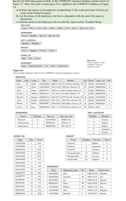 Solved Specify the following queries in SOL on the COMPANY | Chegg.com