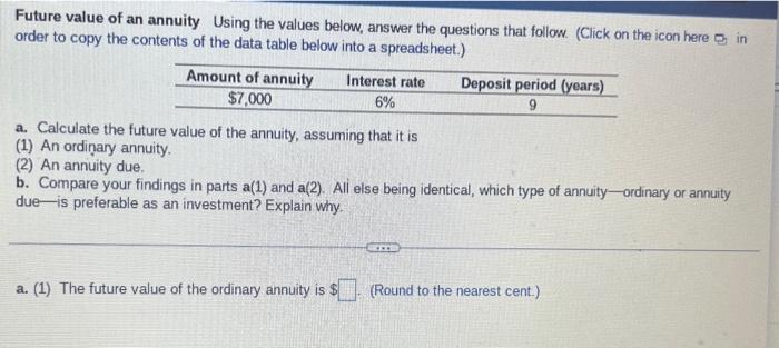 Solved Future value of an annuity Using the values below, | Chegg.com