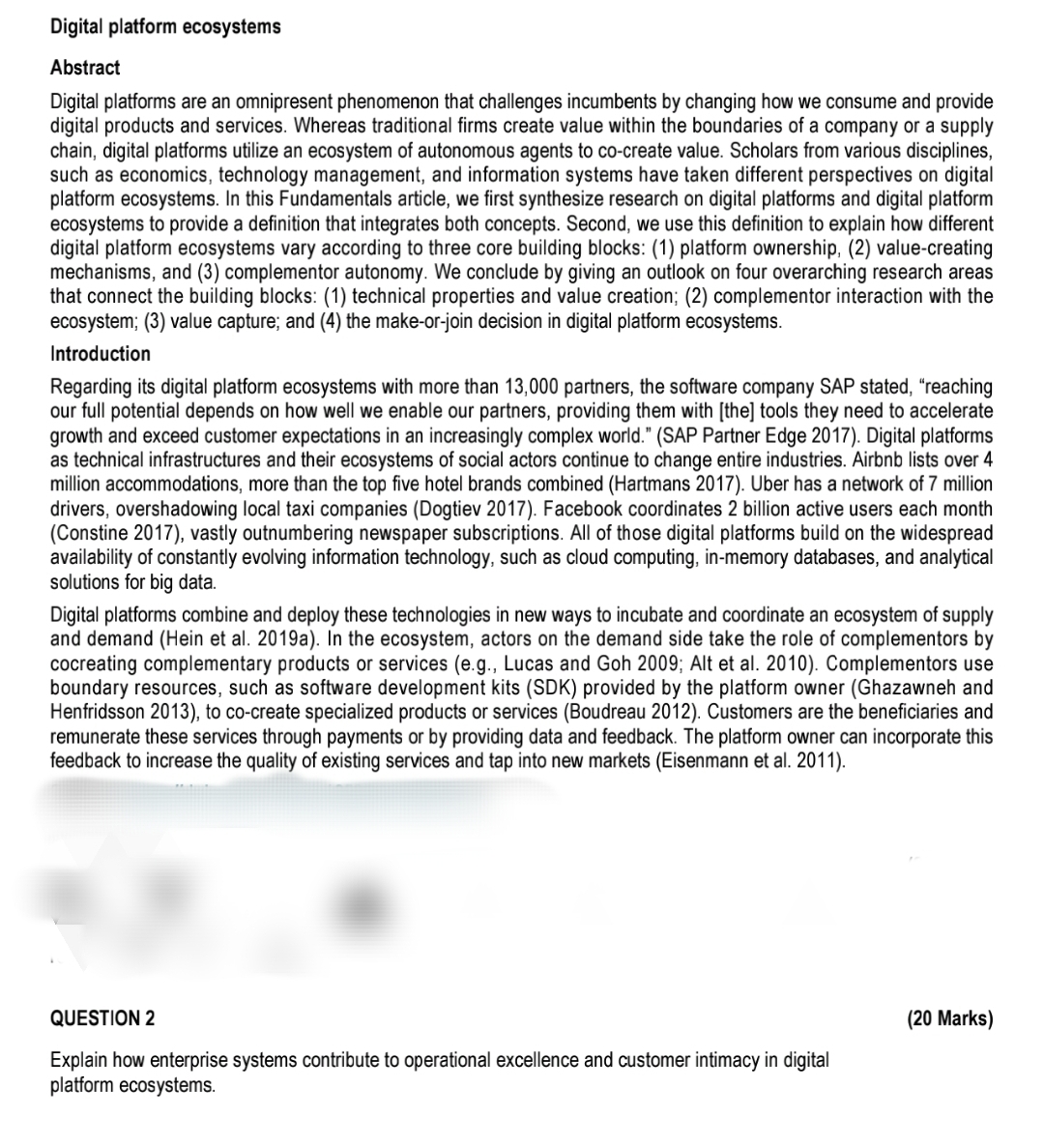 Solved by an EXPERT Digital platform ecosystemsAbstractDigital platforms | Chegg.com