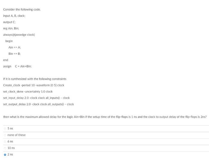 Solved then what is the maximum allowed delay for the logic | Chegg.com