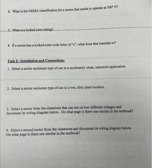 Solved 6. What is the NEMA classification for a motor that | Chegg.com