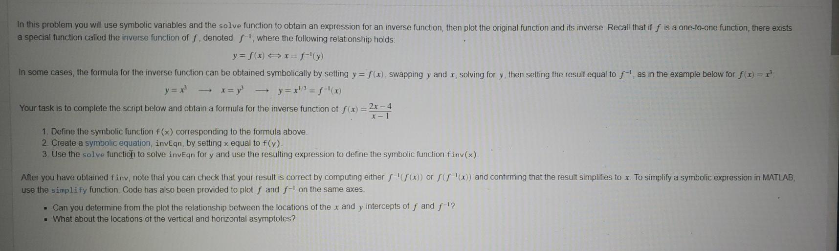 Solved In this problem you will use symbolic variables and | Chegg.com