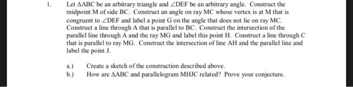Solved 1. Let AABC be an arbitrary triangle and ZDEF be an | Chegg.com