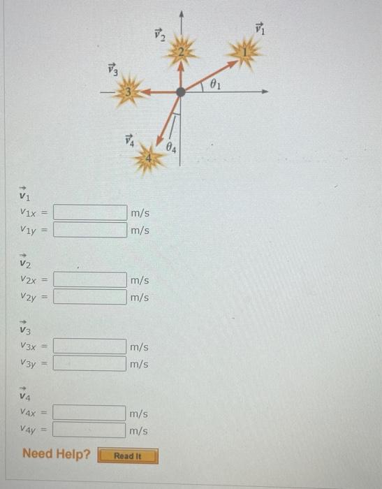 Solved A firecracker explodes into four equal pieces (see | Chegg.com