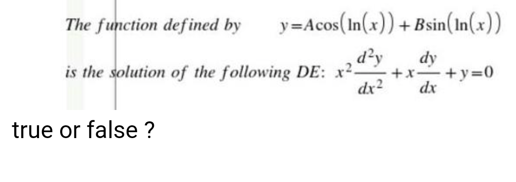 Solved The Function Defined By Y Acos In X Bsin In X